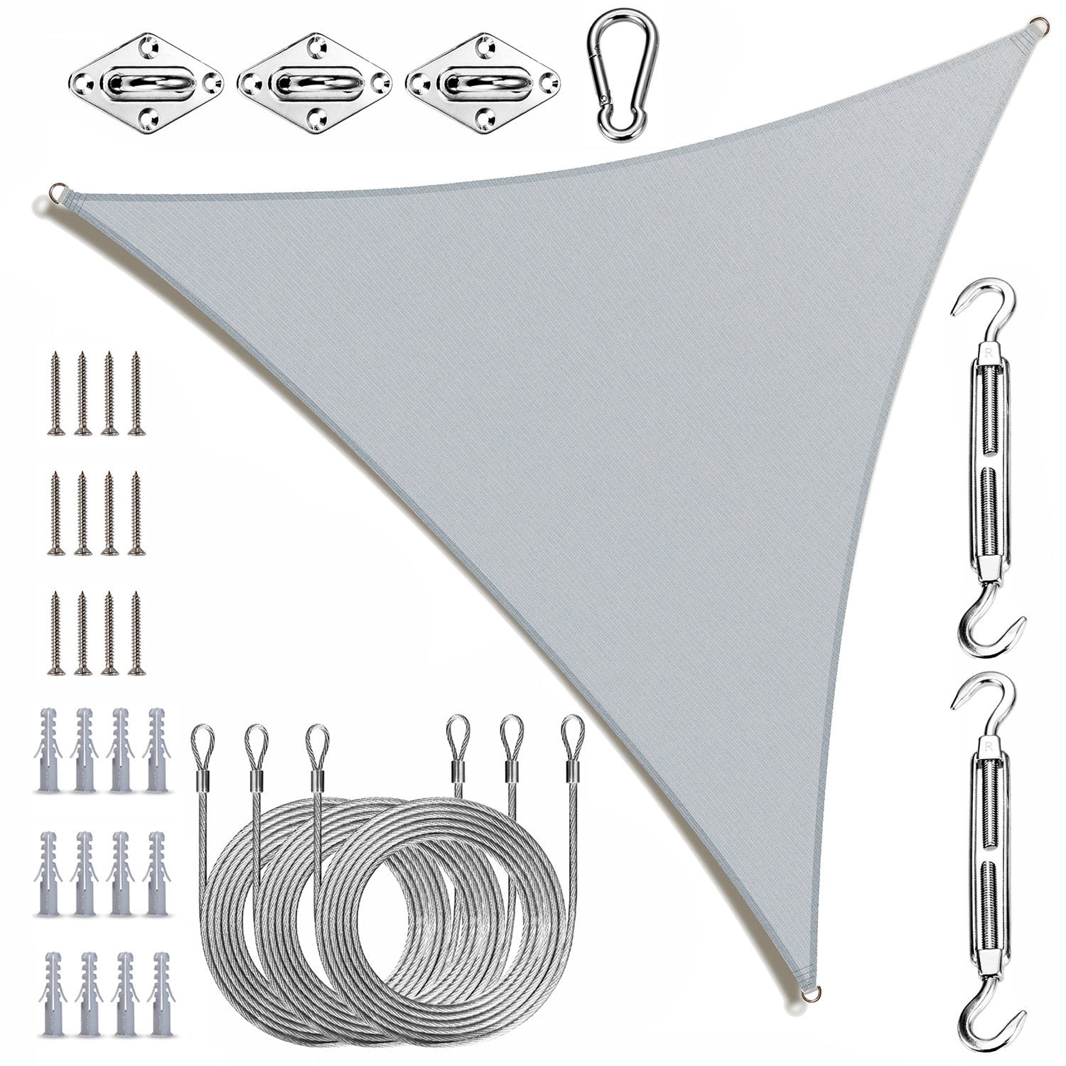 ColourTree Gray Triangle Sun Shade Sail Canopy with Hardware Kit ...