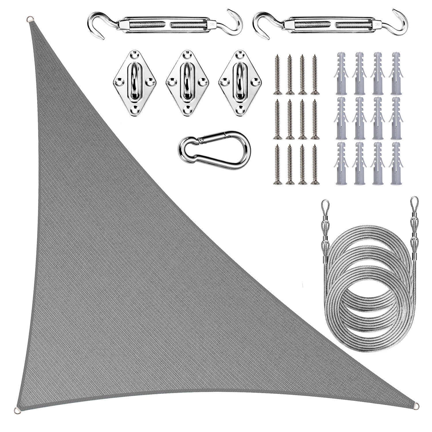 ColourTree Gray Triangle Sun Shade Sail Canopy with Hardware Kit ...