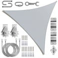 ColourTree Gray Triangle Sun Shade Sail Canopy with Hardware Kit Winch ...