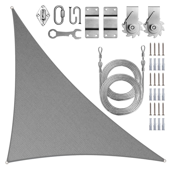 ColourTree Gray Triangle Sun Shade Sail Canopy with Hardware Kit Winch ...