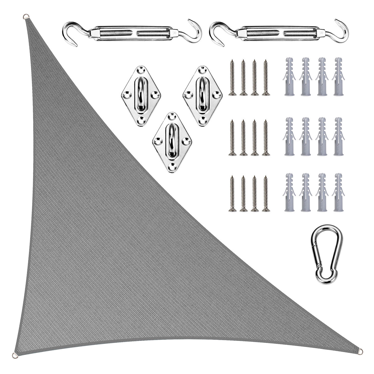 ColourTree Gray Triangle Sun Shade Sail Canopy with Hardware Kit - UV ...