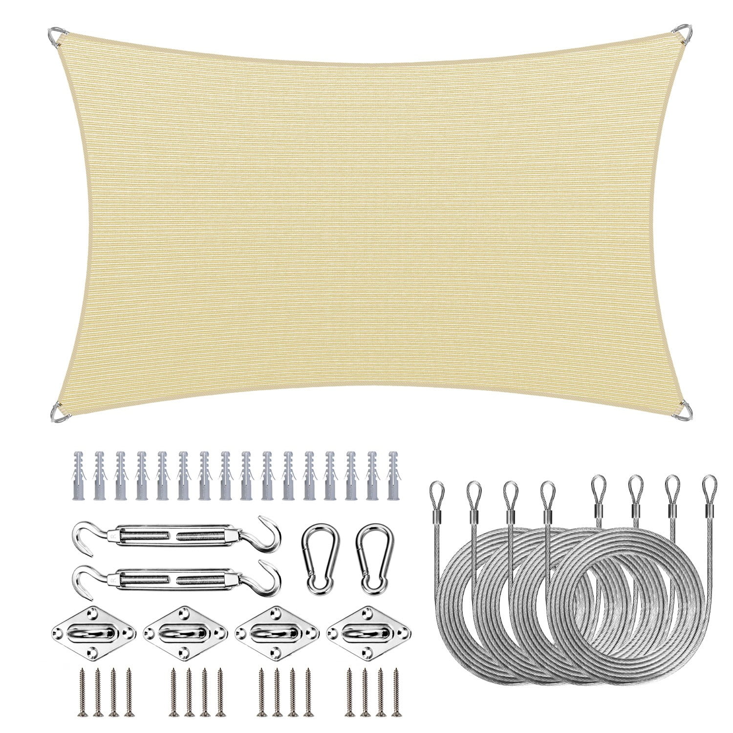 ColourTree Heavy Duty Rectangle Pro Ring Sun Shade Sail with Hardware ...