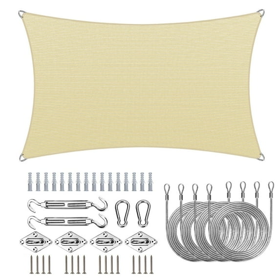 ColourTree Heavy Duty Rectangle Pro Ring Sun Shade Sail with Hardware ...
