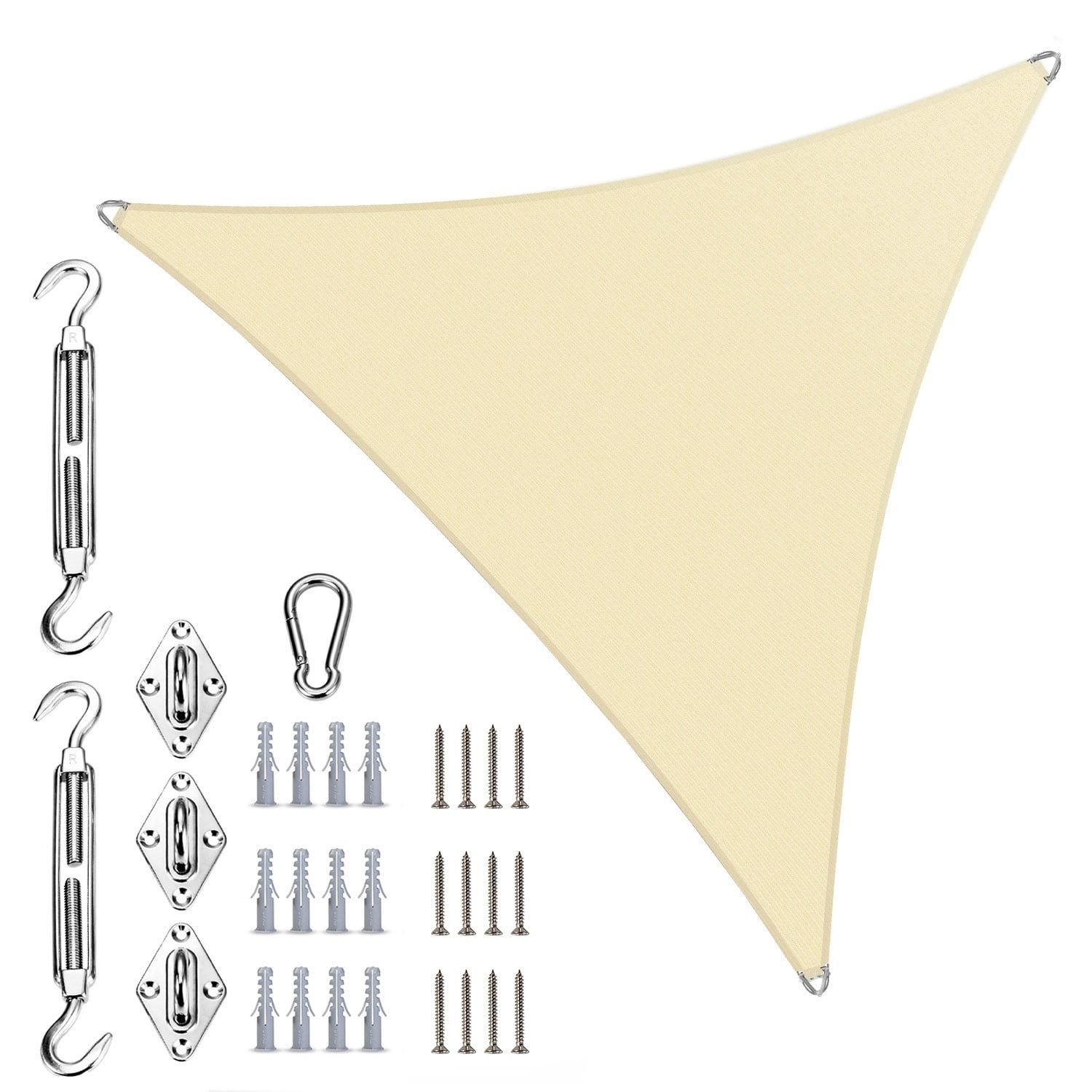 ColourTree Heavy Duty Triangle Pro Ring Sun Shade Sail with Hardware ...