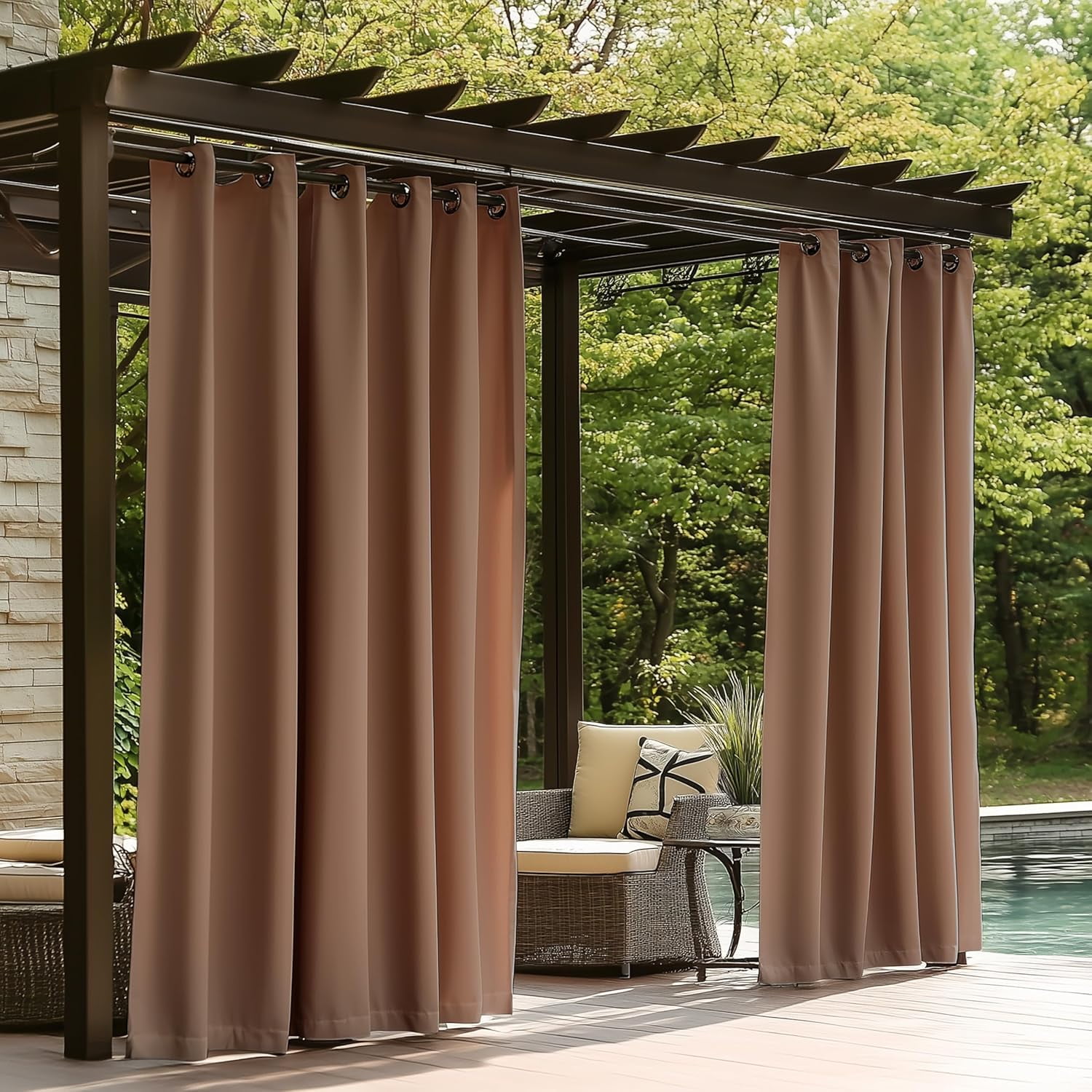 ColourTree Outdoor Curtains for Patio, Waterproof Outside Curtains ...