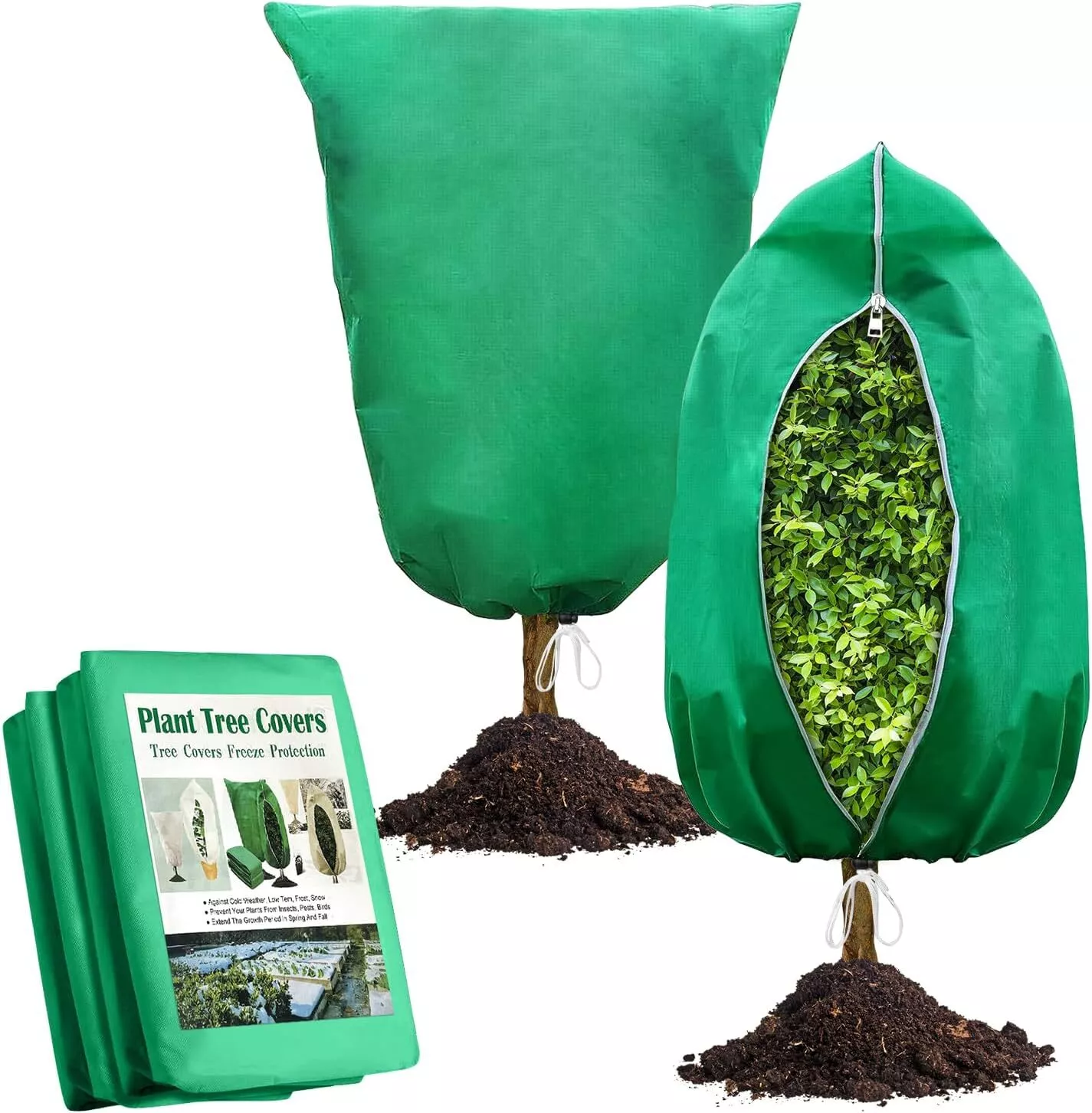 ColourTree Plant Covers Freeze Protection Green 4 Packs 23.6" W x 31.5 ...