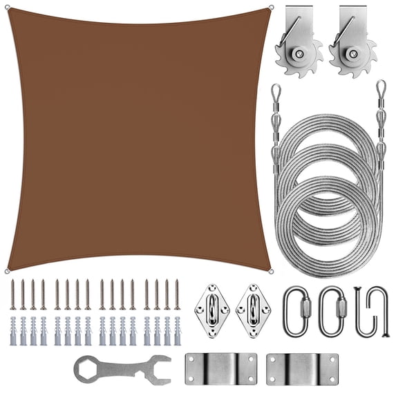 ColourTree Rectangle Sun Shade Sail with Hardware Kit Winch Set - 95% ...