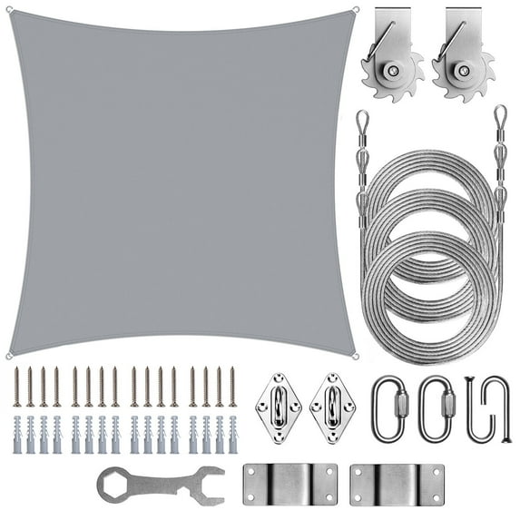 ColourTree Rectangle Sun Shade Sail with Hardware Kit Winch Set - 95% ...