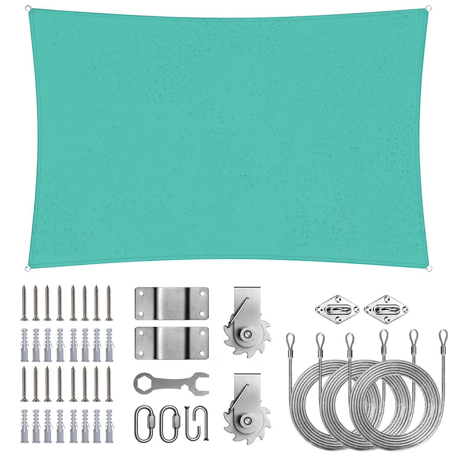 ColourTree Rectangle Sun Shade Sail with Hardware Kit Winch Set - 95% ...
