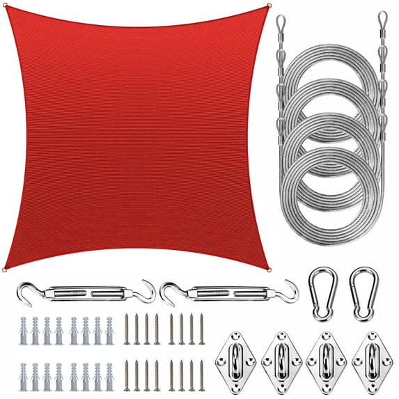 ColourTree Red Rectangle Sun Shade Sail Canopy with Hardware Kit ...