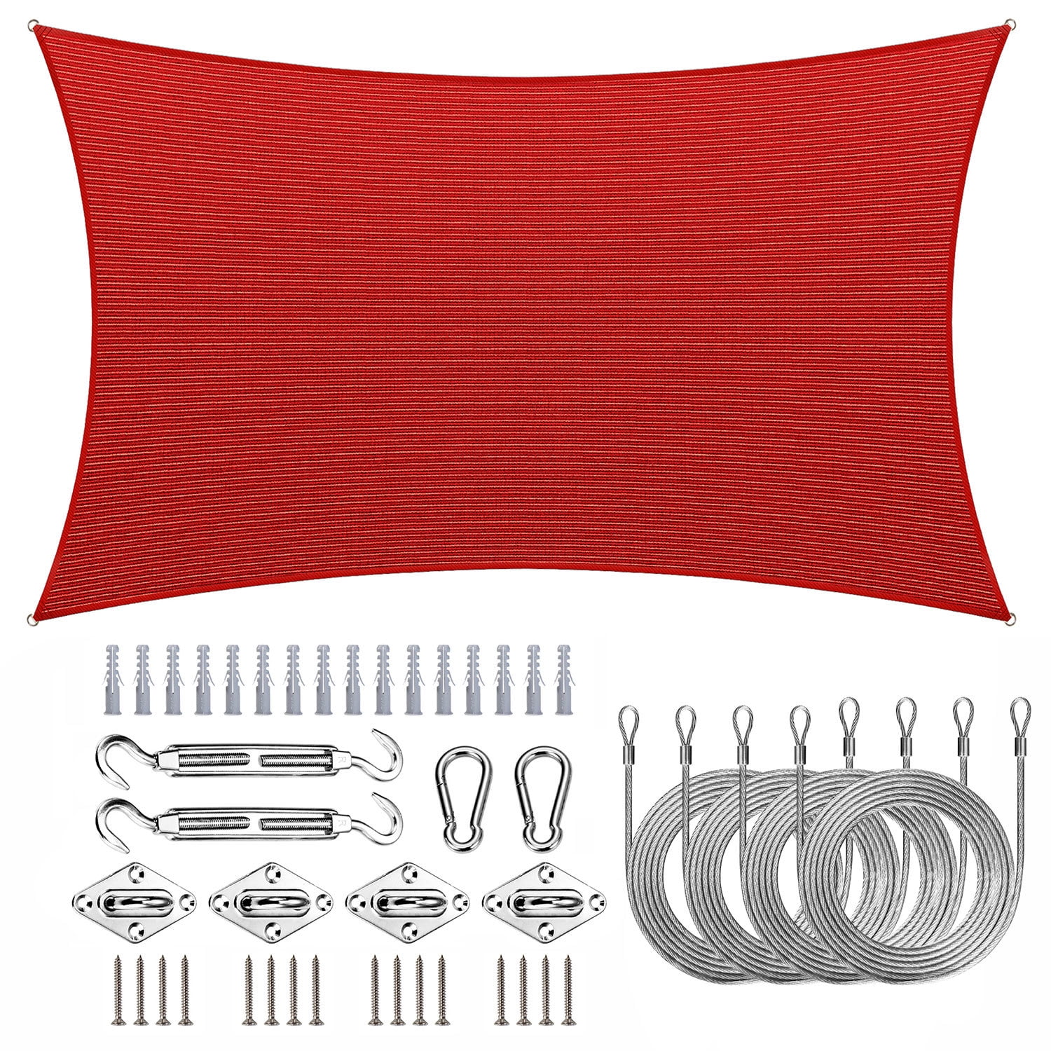 ColourTree Red Rectangle Sun Shade Sail Canopy with Hardware Kit ...