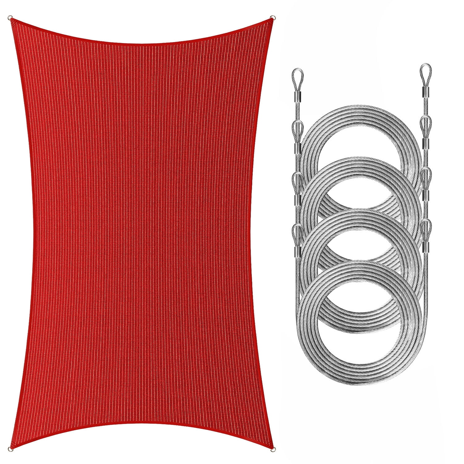 ColourTree Red Rectangle Sun Shade Sail Canopy with 4 Steel Cables - UV ...