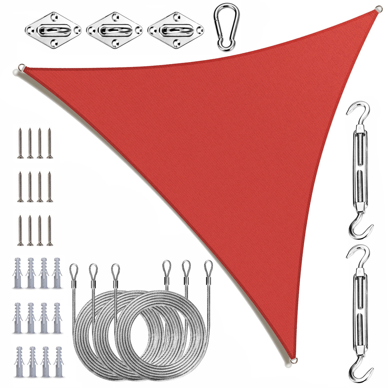 ColourTree Red Triangle Sun Shade Sail Canopy with Hardware Kit ...