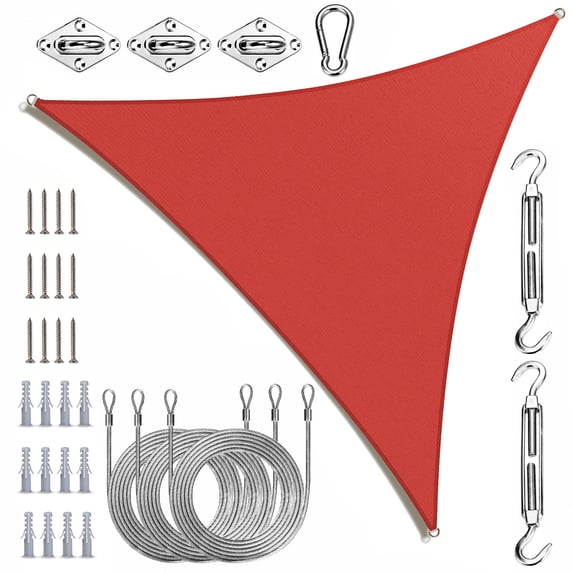 ColourTree Red Triangle Sun Shade Sail Canopy with Hardware Kit ...