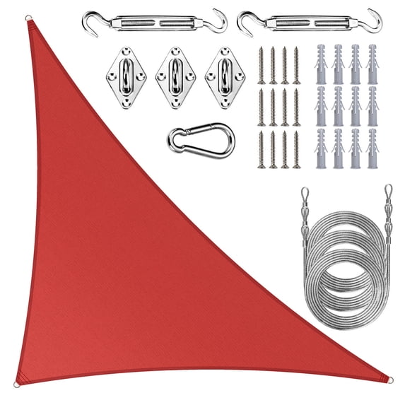 ColourTree Red Triangle Sun Shade Sail Canopy with Hardware Kit ...