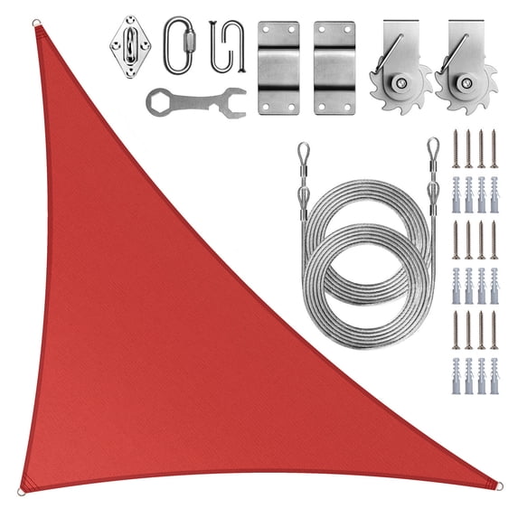 ColourTree Red Triangle Sun Shade Sail Canopy with Hardware Kit Winch ...