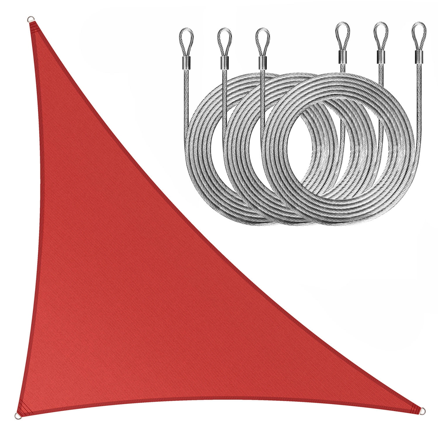 ColourTree Red Triangle Sun Shade Sail Canopy with 3 Steel Cables - UV ...