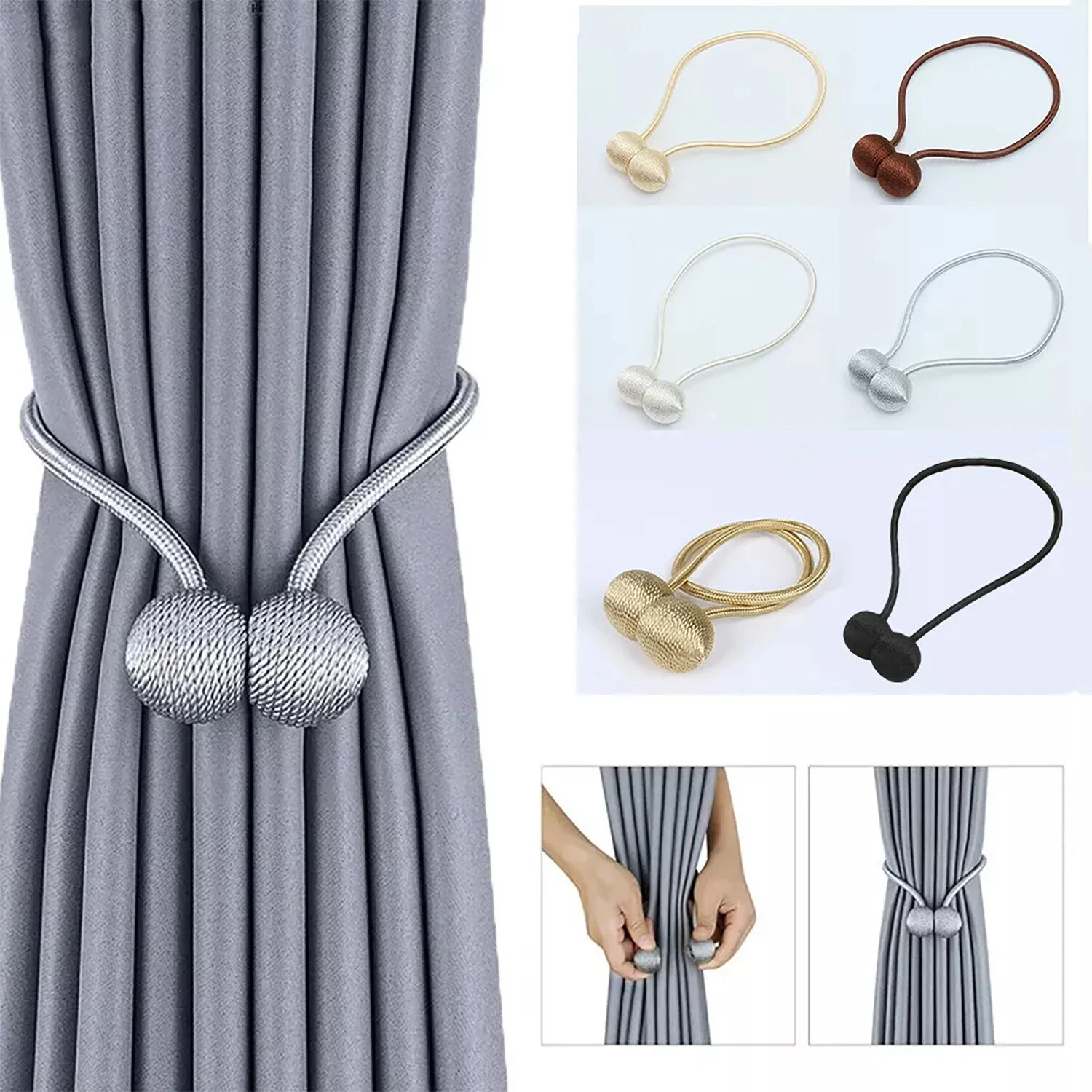 ColourTree Royal Blue 2PCS Magnetic Curtain Tiebacks - Stylish ...