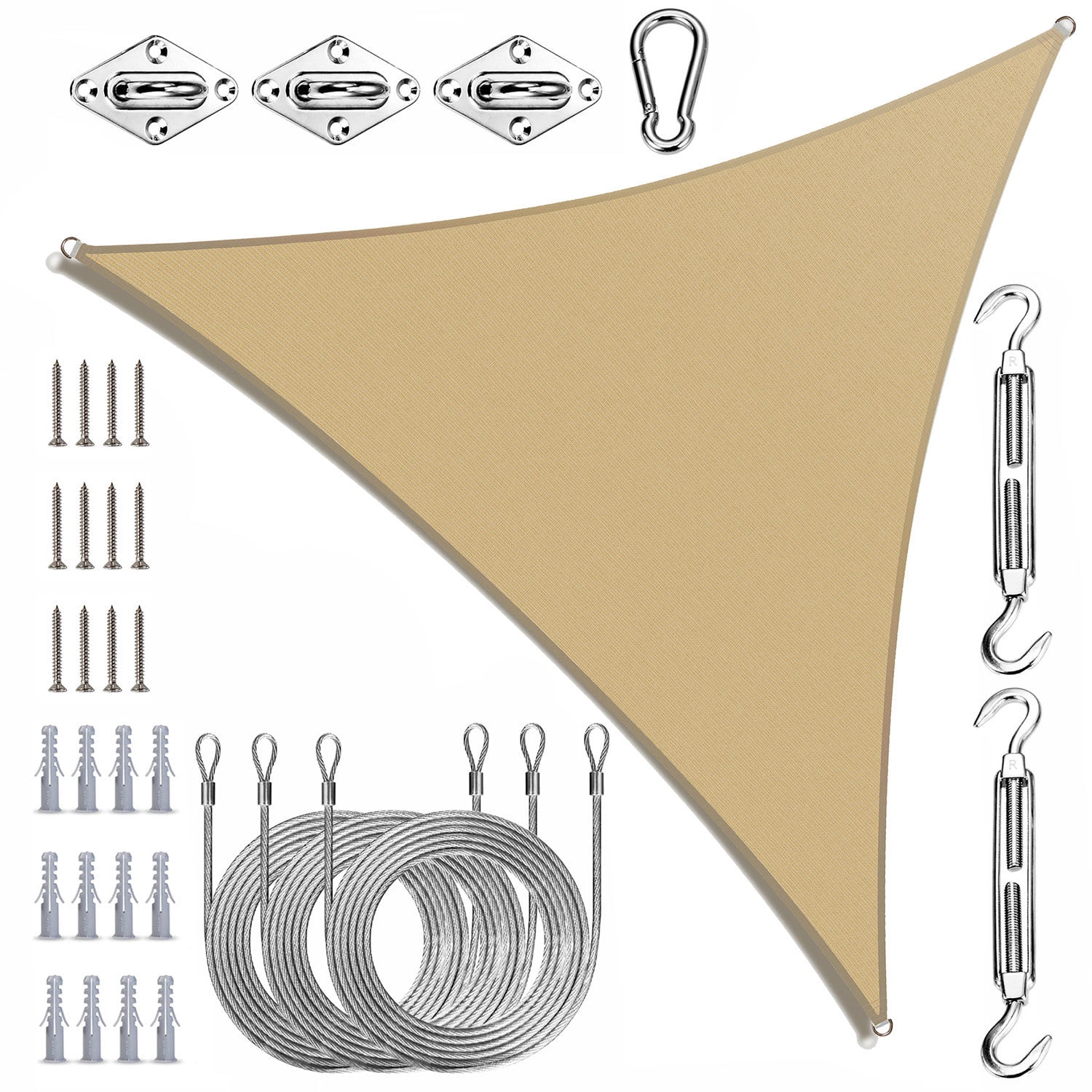 ColourTree Sand Triangle Sun Shade Sail Canopy with Hardware Kit ...