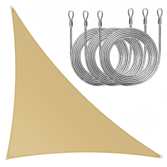 ColourTree Sand Triangle Sun Shade Sail Canopy with 3 Steel Cables - UV ...