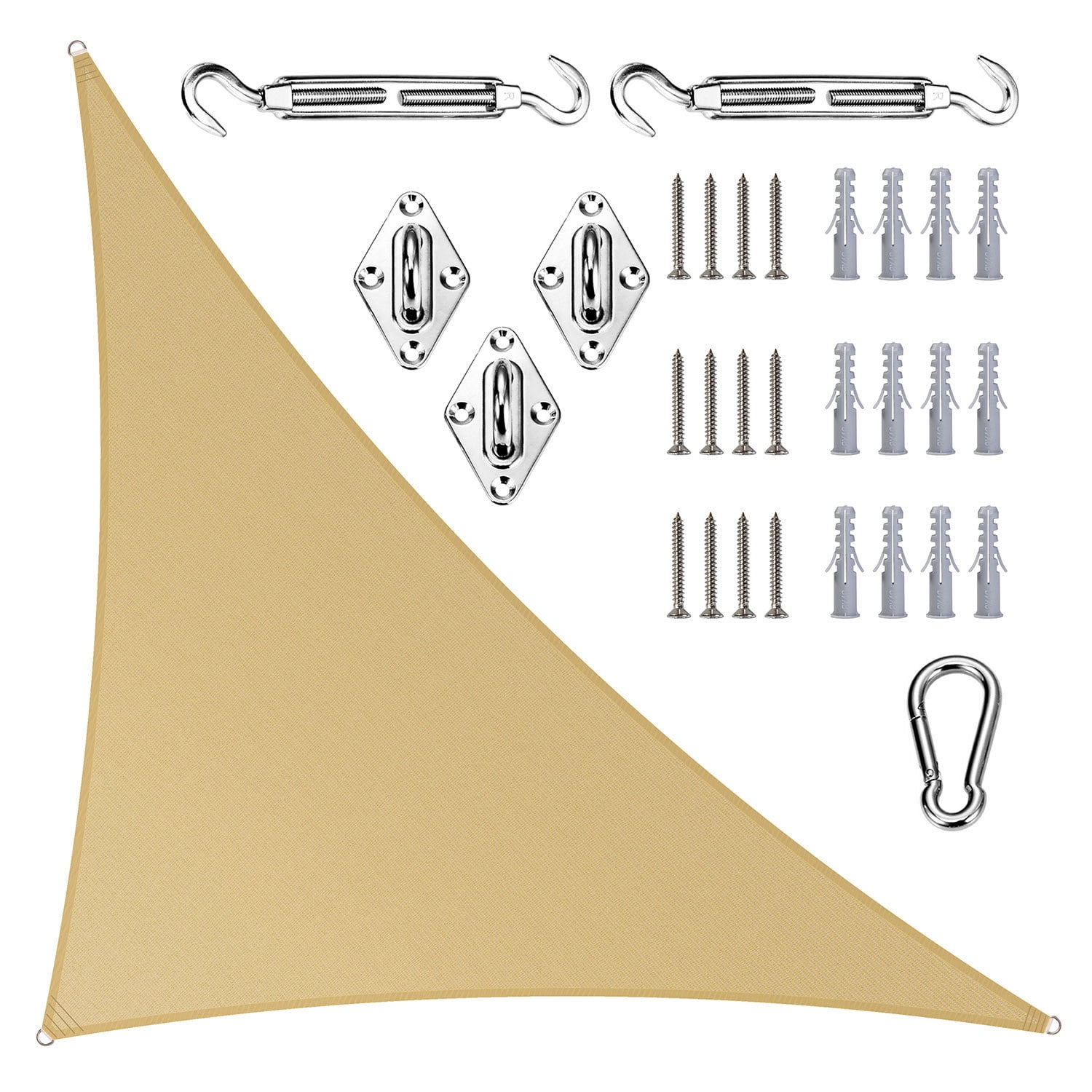 ColourTree Sand Triangle Sun Shade Sail Canopy with Hardware Kit - UV ...