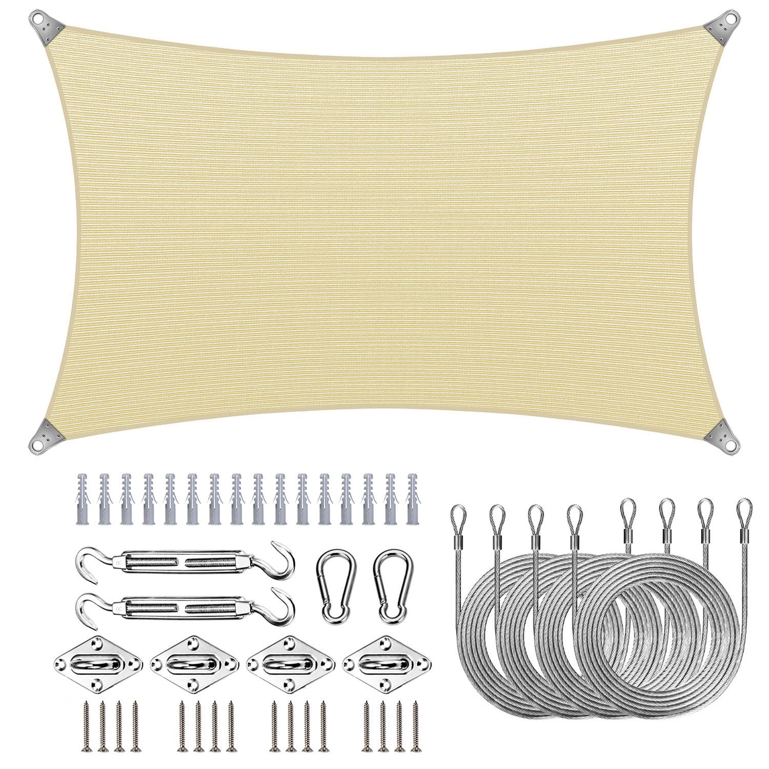ColourTree Super Ring Rectangle Sun Shade Sail With 10 Inch Hardware ...