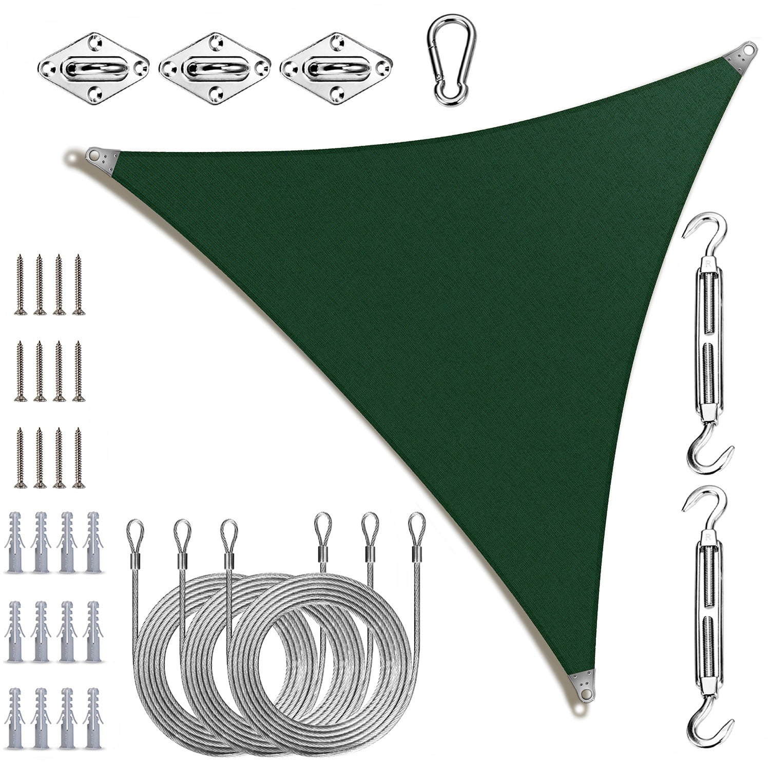 ColourTree Super Ring Triangle Sun Shade Sail With 10" Hardware Kit ...