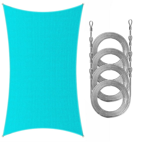 ColourTree Turquoise Rectangle Sun Shade Sail Canopy with 4 Steel ...