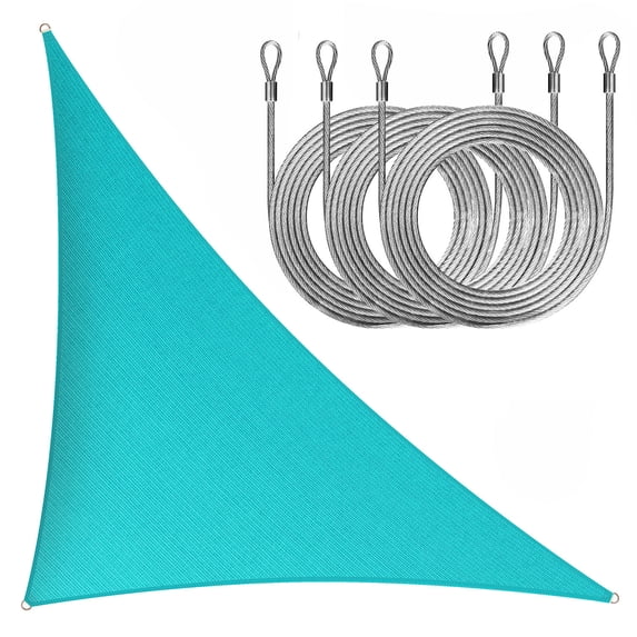 ColourTree Turquoise Triangle Sun Shade Sail Canopy with 3 Steel Cables ...