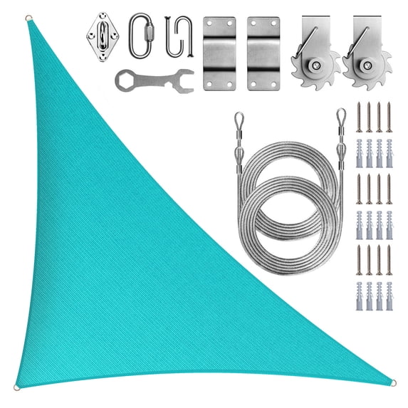ColourTree Turquoise Triangle Sun Shade Sail Canopy with Hardware Kit ...