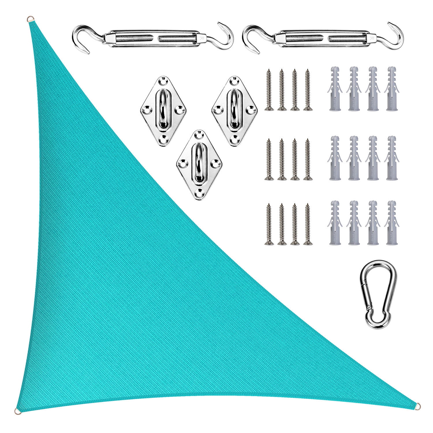 ColourTree Turquoise Triangle Sun Shade Sail Canopy with Hardware Kit ...