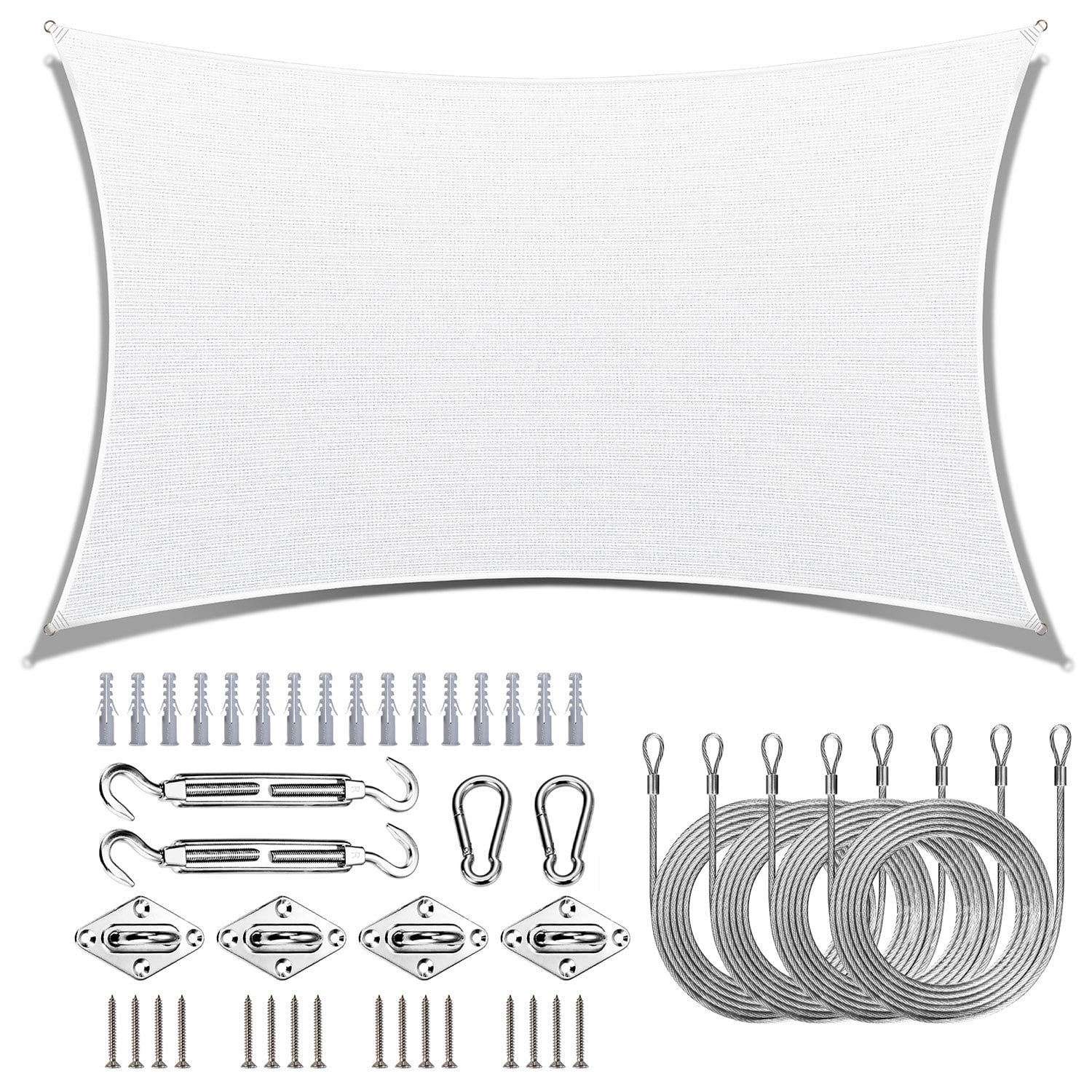 ColourTree White Rectangle Sun Shade Sail Canopy with Hardware Kit ...