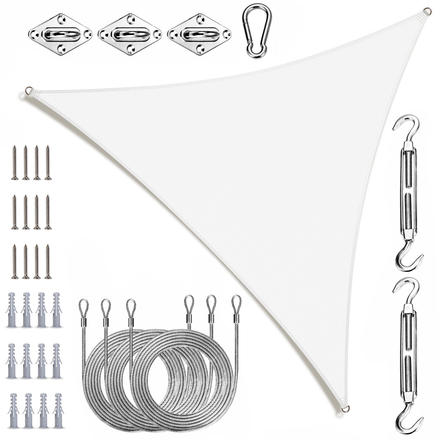 ColourTree White Triangle Sun Shade Sail Canopy with Hardware Kit ...