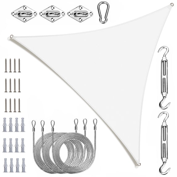 ColourTree White Triangle Sun Shade Sail Canopy with Hardware Kit ...