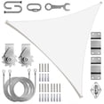 ColourTree White Triangle Sun Shade Sail Canopy with Hardware Kit Winch ...