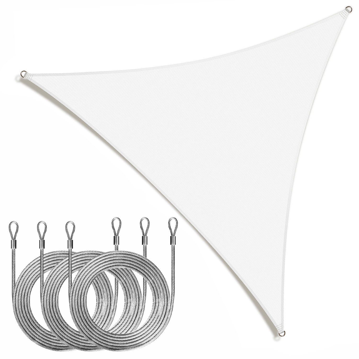 ColourTree White Triangle Sun Shade Sail Canopy with 3 Steel Cables ...