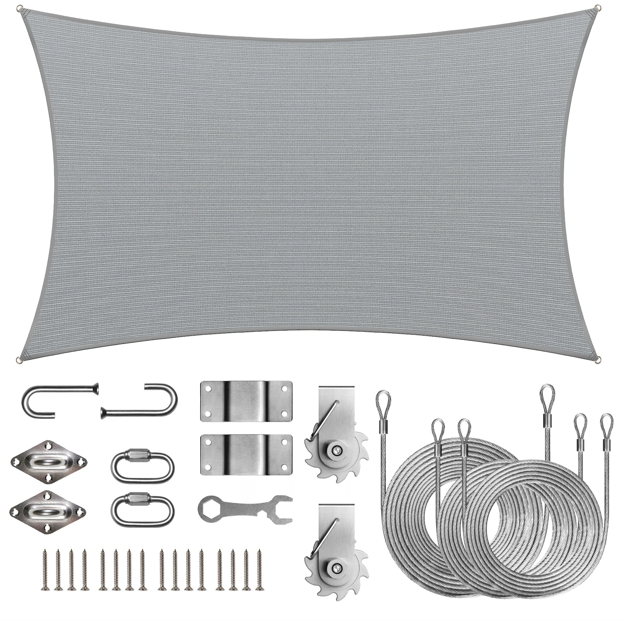 ColourTreeUSA Rectangle Sun Shade Sail 190 GSM HDPE with Winch Hardware ...