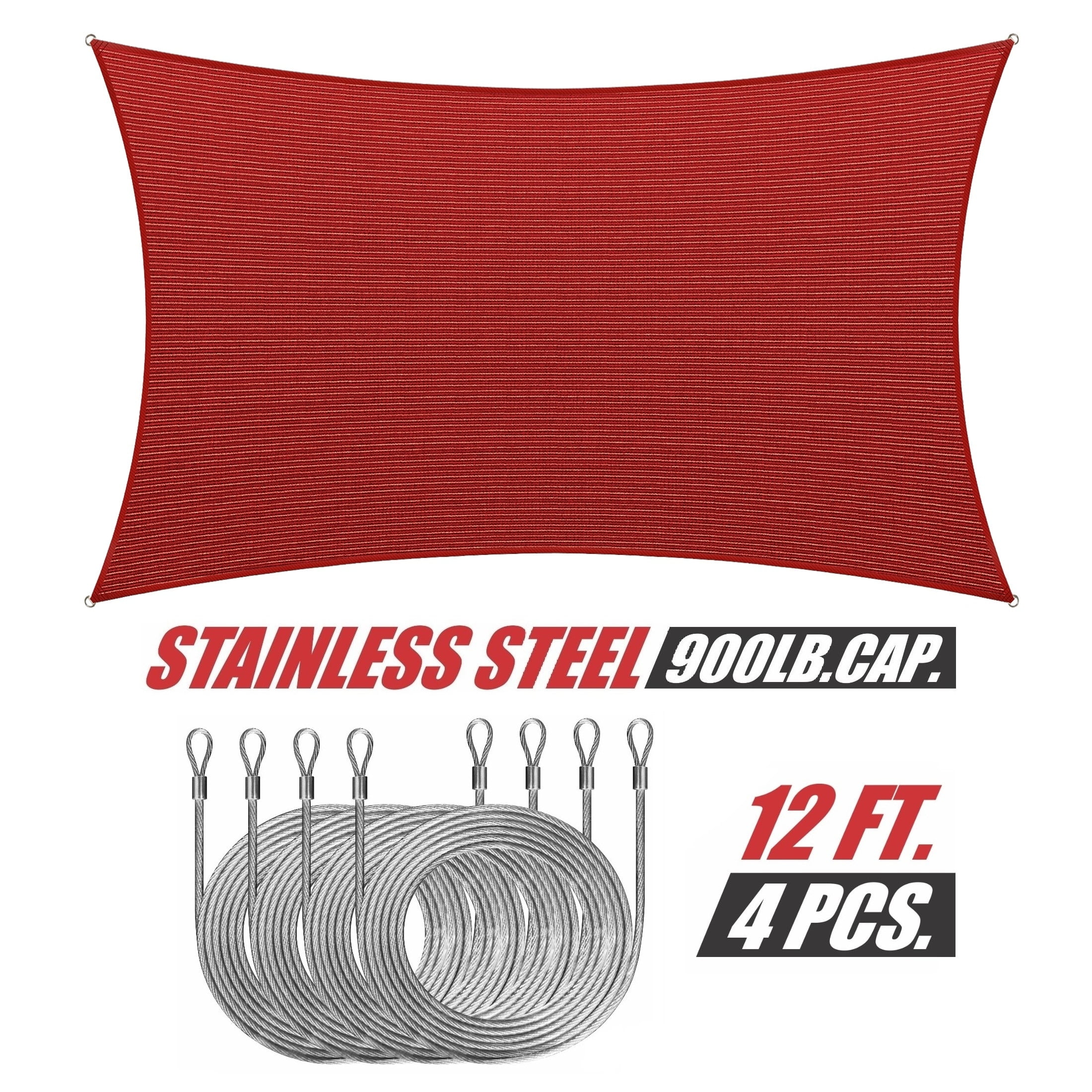 ColourTreeUSA Rectangle Sun Shade Sail w/Cable Ropes HDPE Mesh Fabric ...