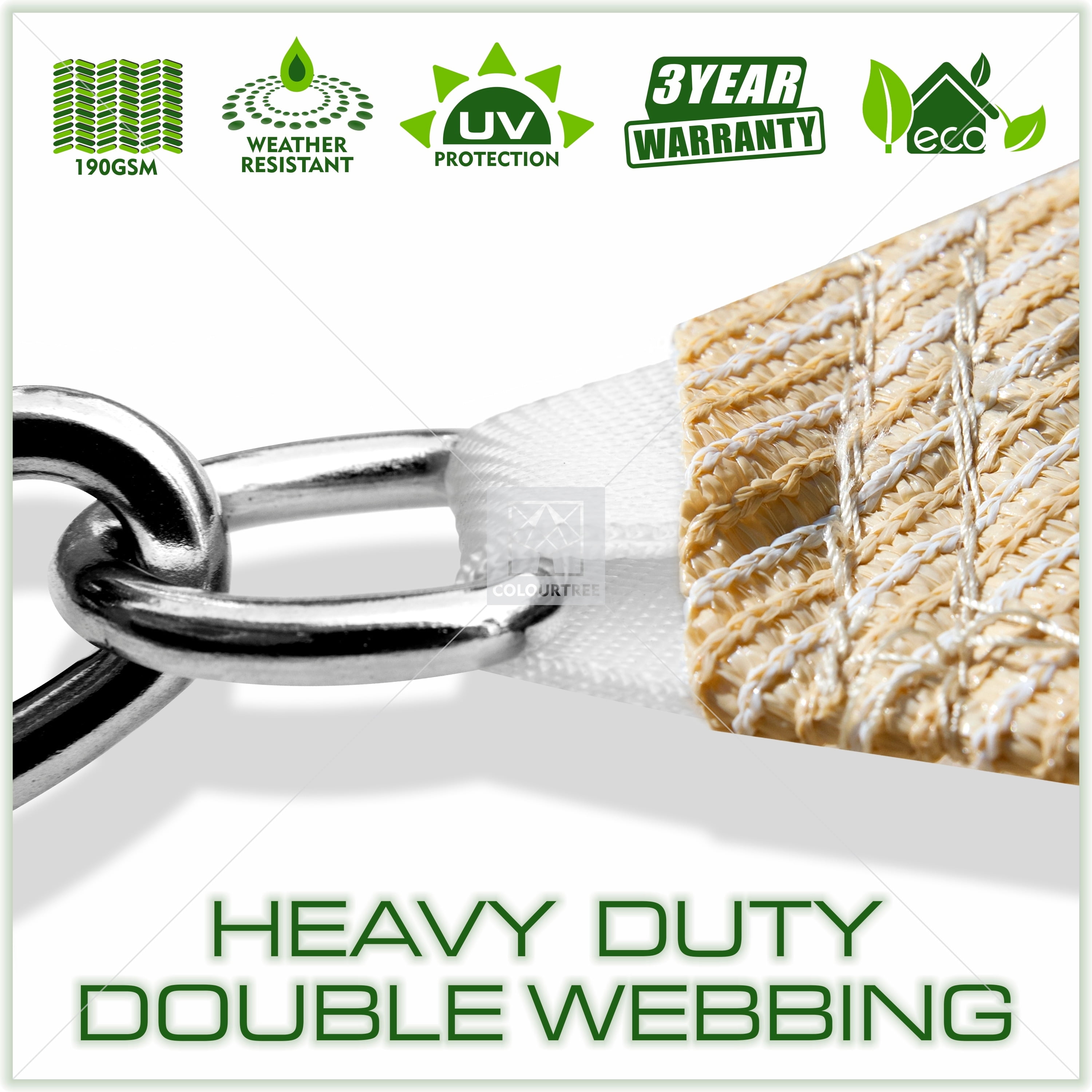 ColourTreeUSA Rectangle Sun Shade Sail with Hardware Kit + Cable Ropes ...