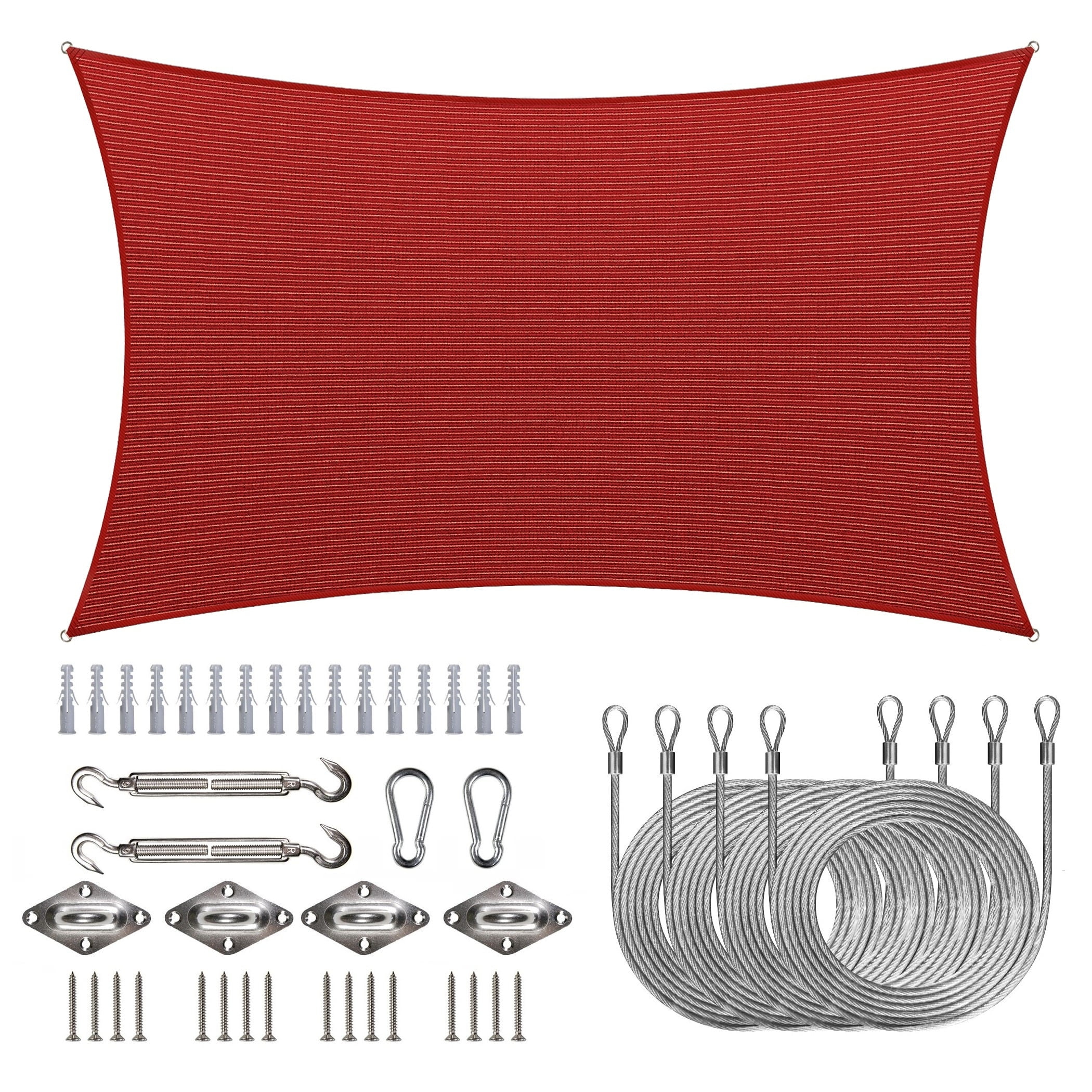 ColourTreeUSA Rectangle Sun Shade Sail with Hardware Kit + Cable Ropes ...