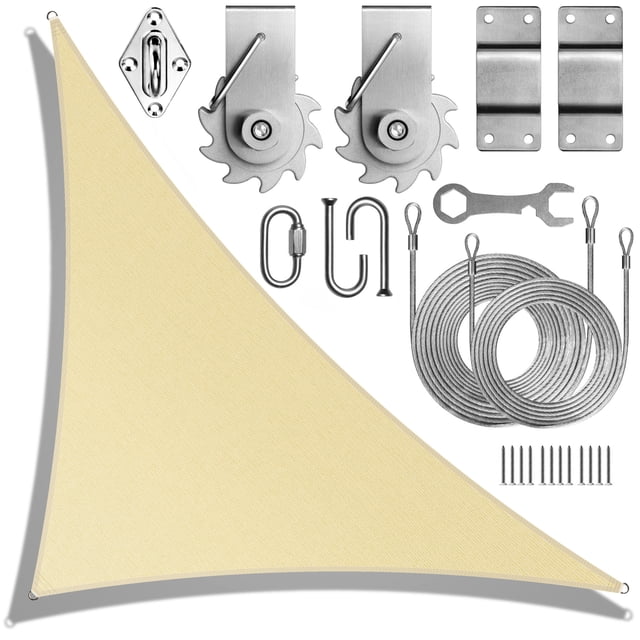 ColourTreeUSA Right Triangle Sun Shade Sail HDPE with Winch Hardware ...
