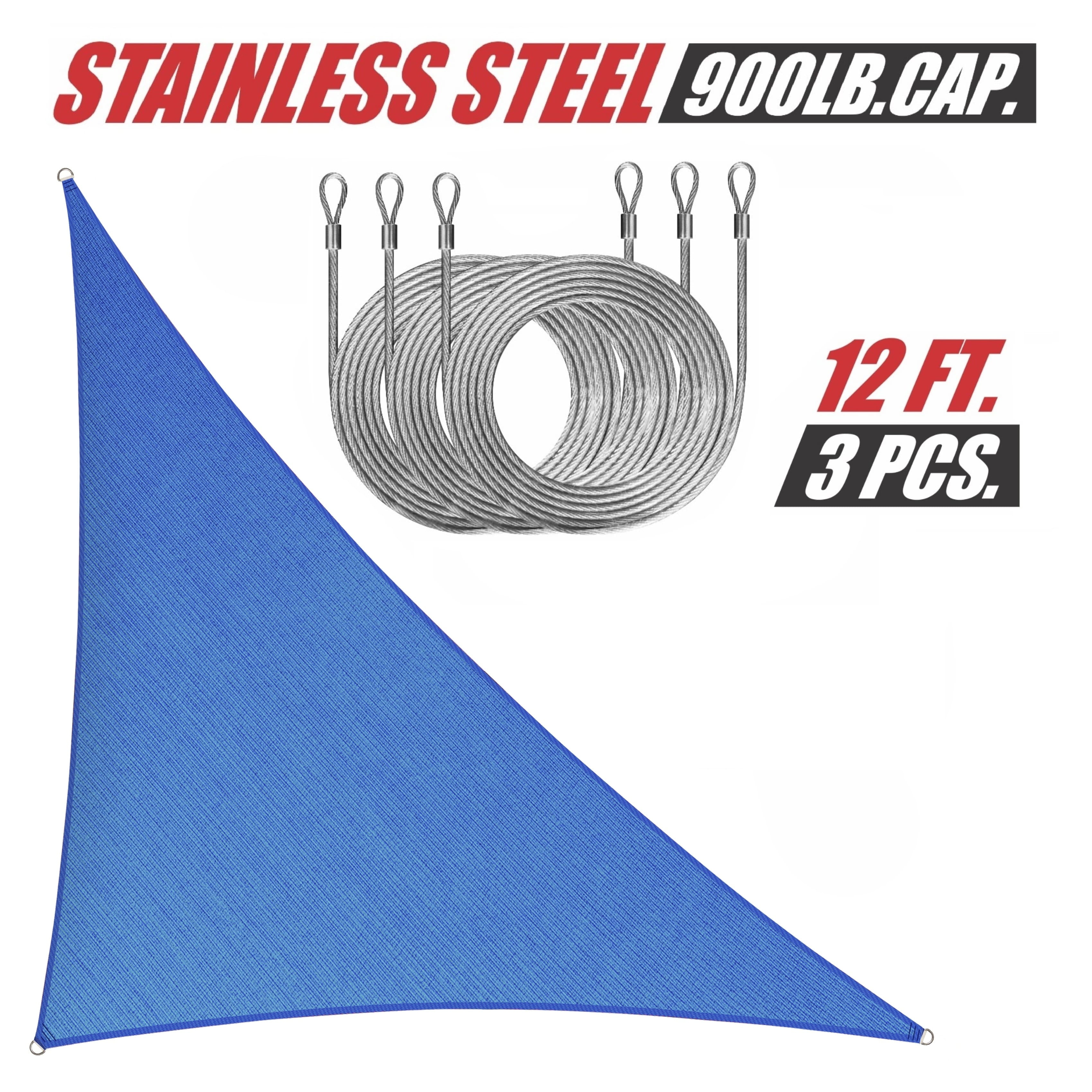 ColourTreeUSA Right Triangle Sun Shade Sail w/Cable Ropes HDPE Mesh ...