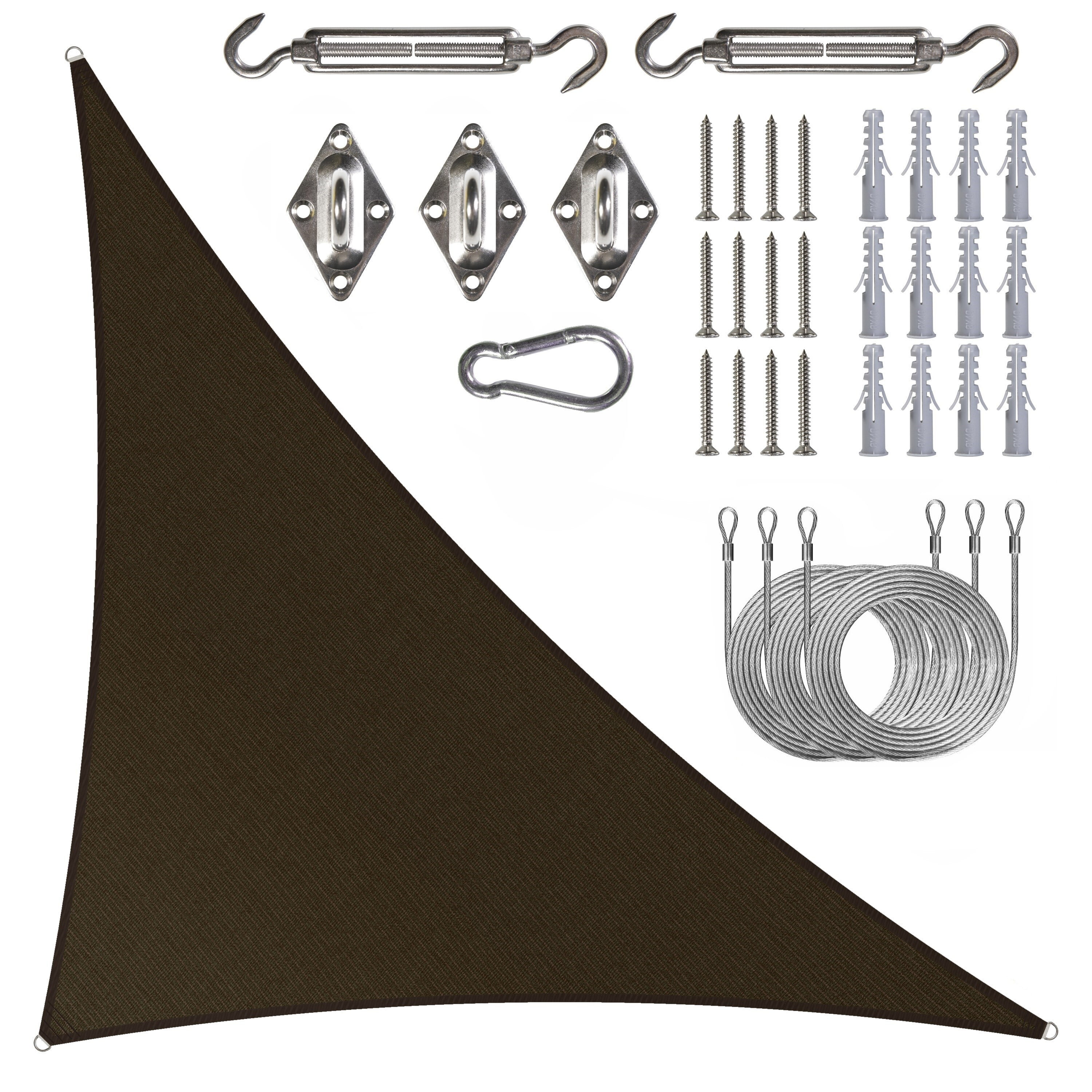 ColourTreeUSA Right Triangle Sun Shade Sail w/Hardware Kit + Cable ...