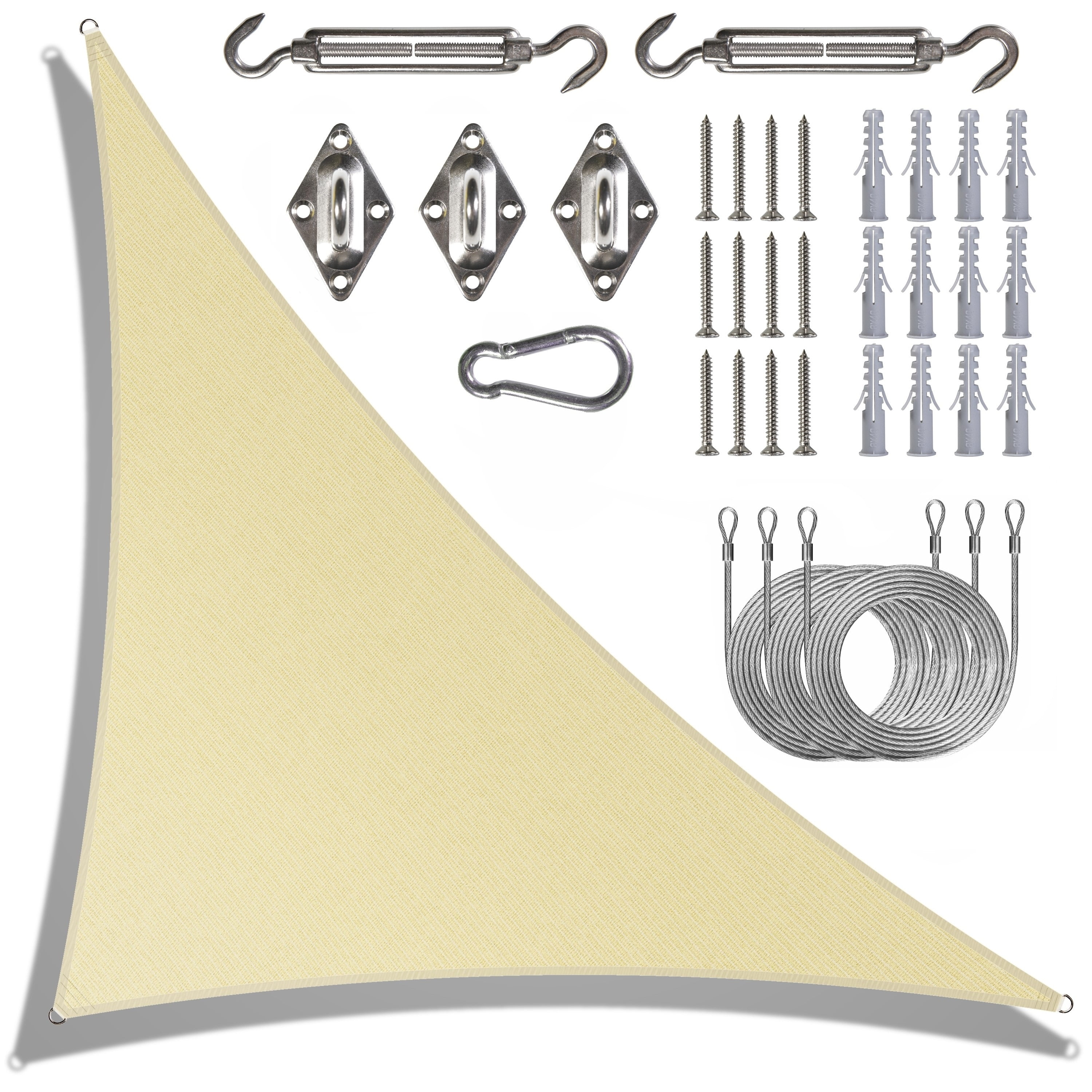 ColourTreeUSA Right Triangle Sun Shade Sail w/Hardware Kit + Cable ...
