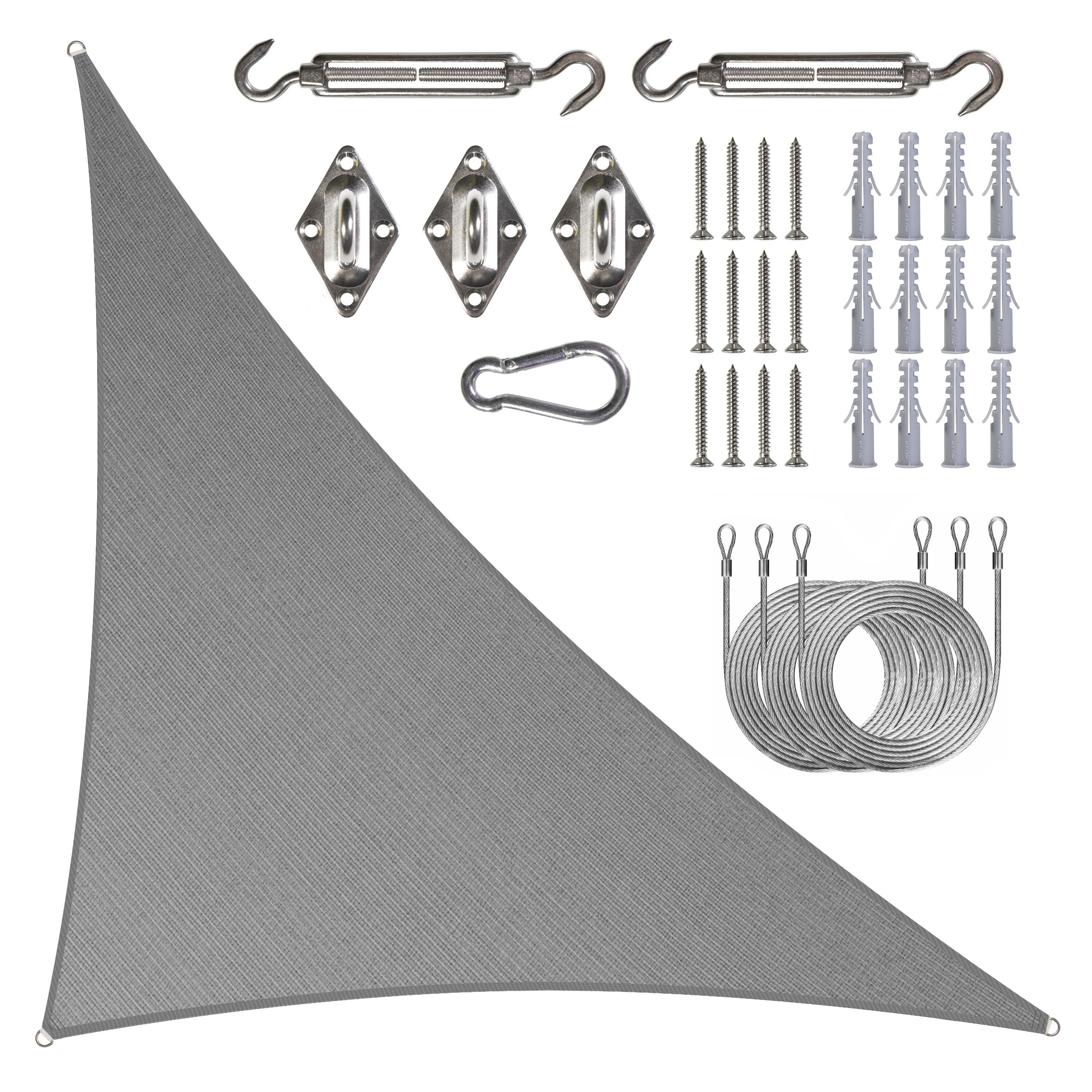 ColourTreeUSA Right Triangle Sun Shade Sail w/Hardware Kit + Cable ...
