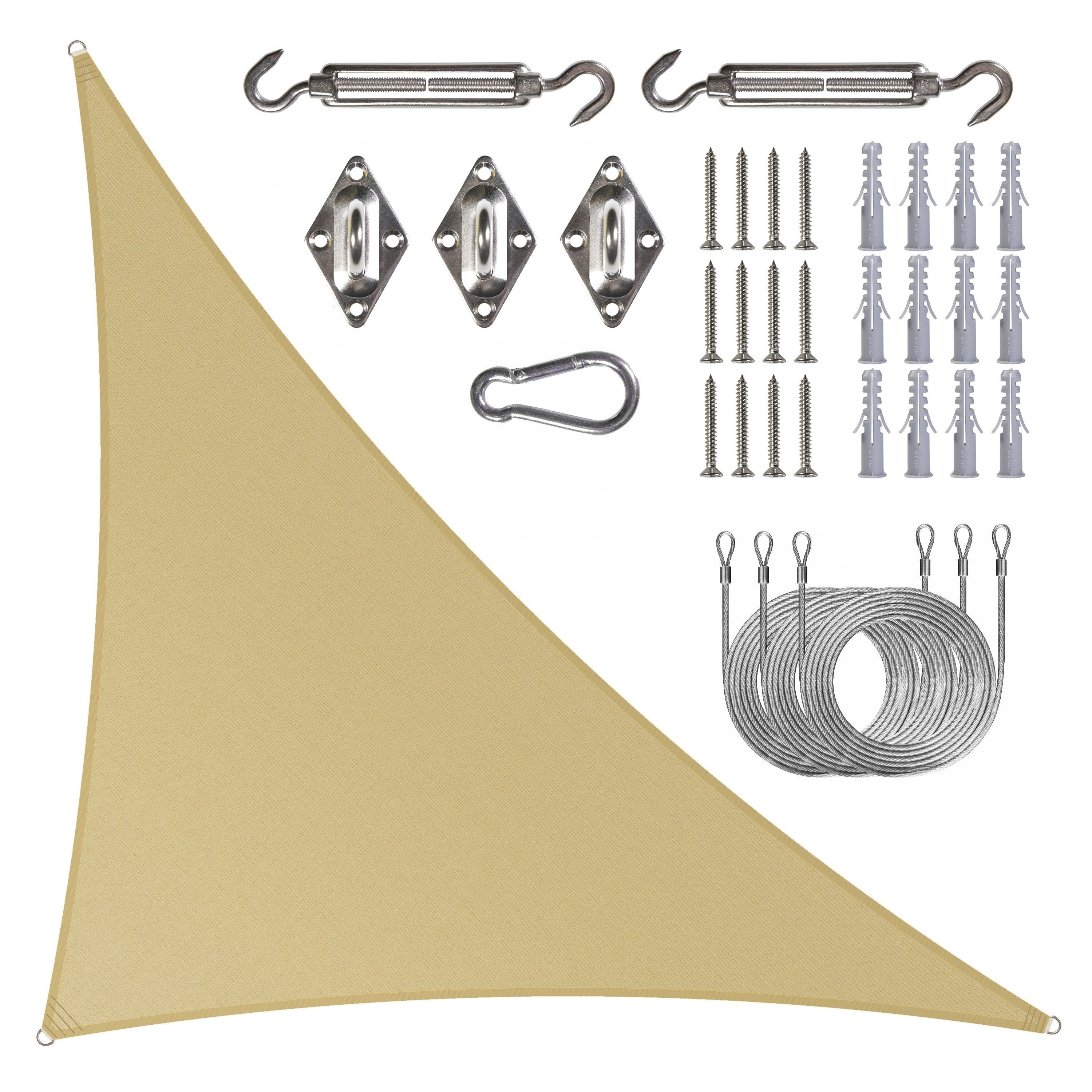 ColourTreeUSA Right Triangle Sun Shade Sail w/Hardware Kit + Cable ...