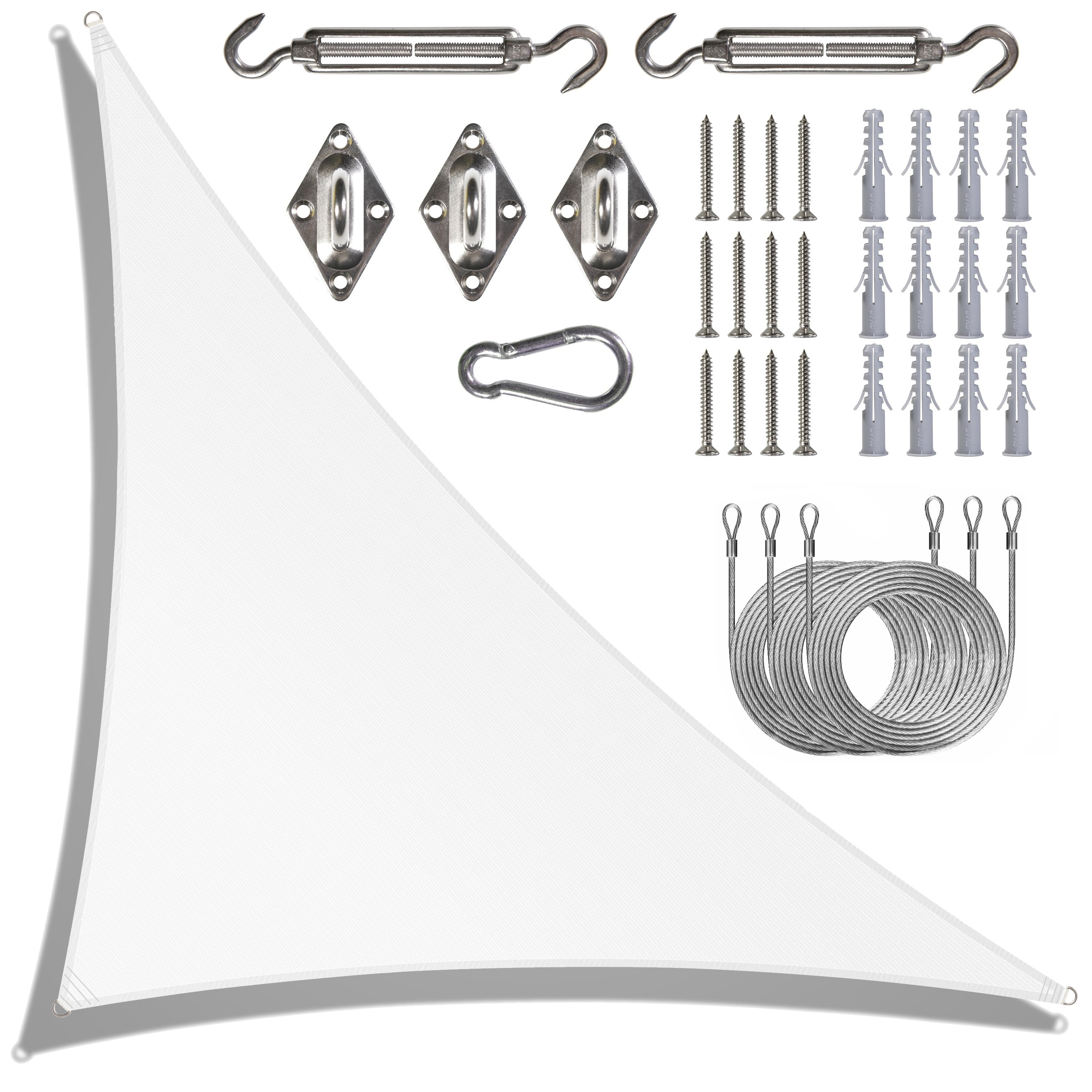 ColourTreeUSA Right Triangle Sun Shade Sail w/Hardware Kit + Cable ...
