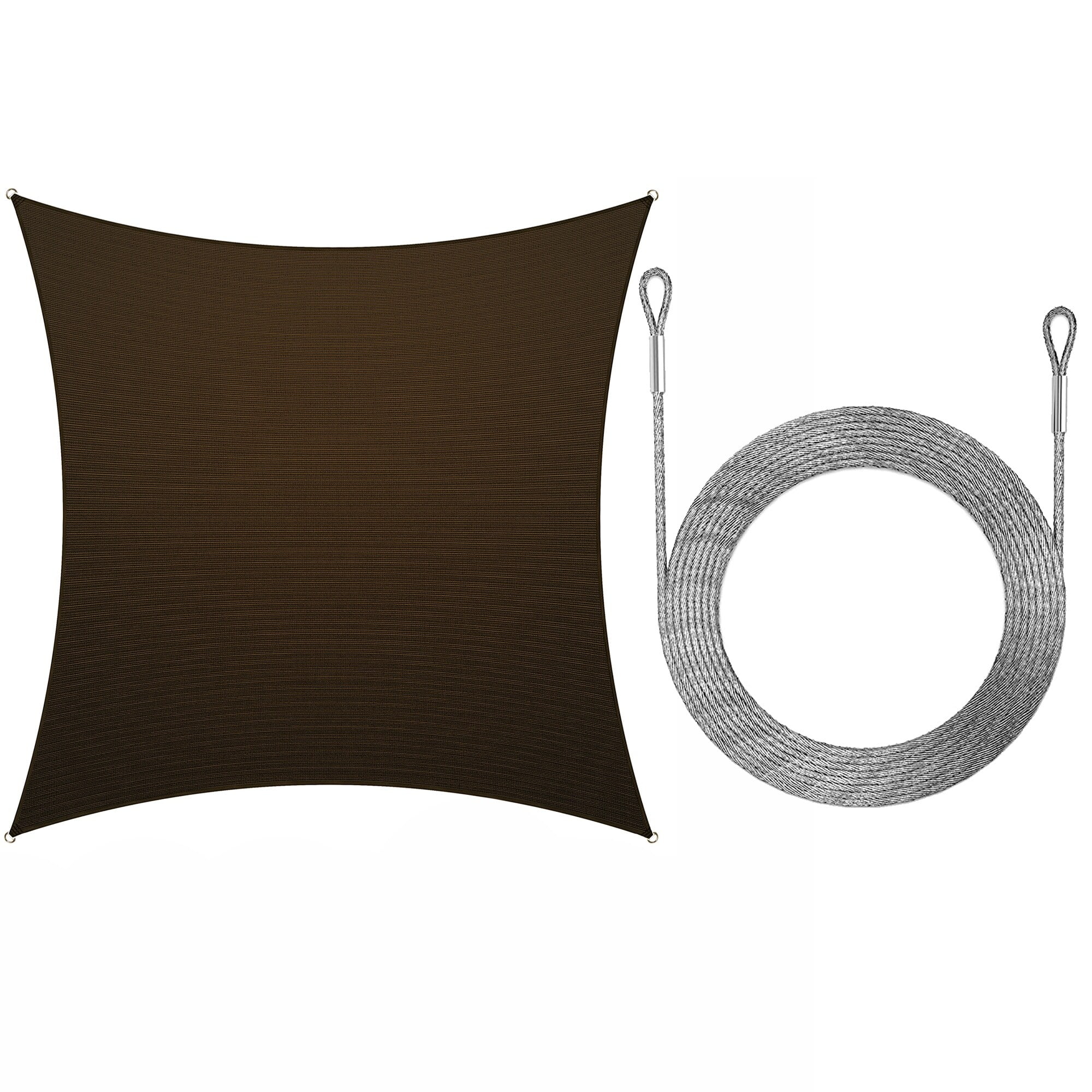 ColourTreeUSA Square Sun Shade Sail w/Cable Ropes HDPE Mesh Fabric ...