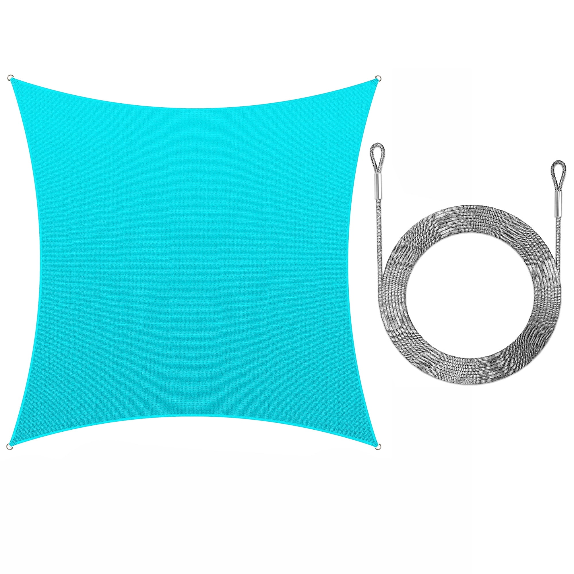 ColourTreeUSA Square Sun Shade Sail w/Cable Ropes HDPE Mesh Fabric ...