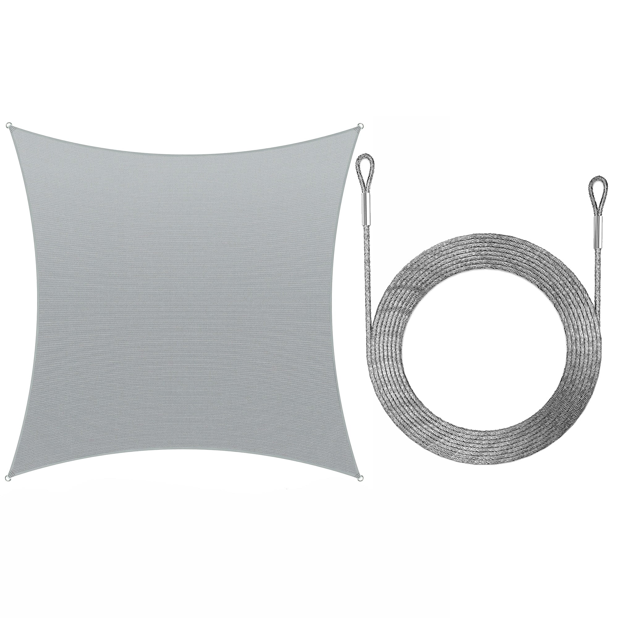 ColourTreeUSA Square Sun Shade Sail w/Cable Ropes HDPE Mesh Fabric ...